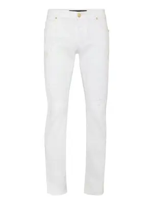 BILLIONAIRE Embroidered Straight Leg Jeans - White