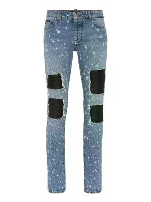 Philipp Plein Distressed Slim-fit Jeans - Blue