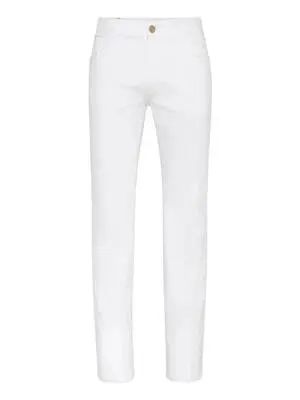 BILLIONAIRE Logo-embroidered Straight-leg Jeans - White