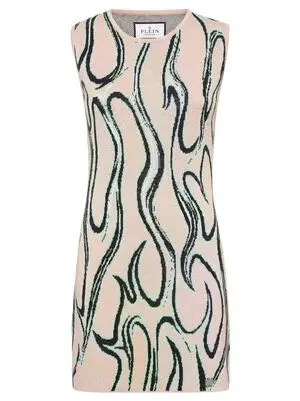 Philipp Plein Flame-pattern Knit Dress - Neutrals