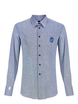 BILLIONAIRE Embroidered Slim Shirt - Blue