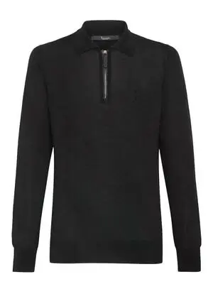 BILLIONAIRE Logo Zip-Up Sweater Black