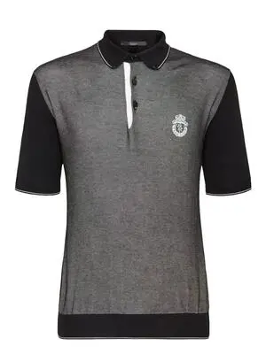 BILLIONAIRE Crest-embroidered Knitted Polo Shirt - Black