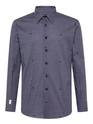 BILLIONAIRE Lion-print Button Shirt - Blue