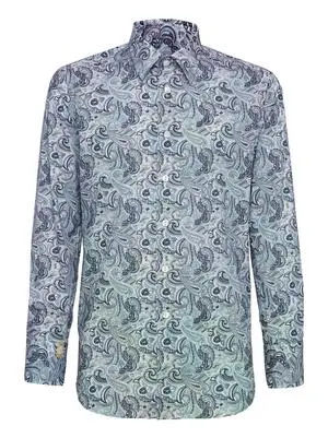 BILLIONAIRE Silver Cut/milano Original Paisley Shirt - Blue