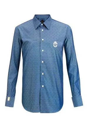BILLIONAIRE Pattern Cotton Shirt - Blue