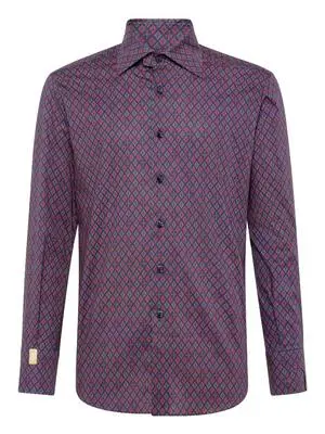 BILLIONAIRE Shirt Silver Cut/flavio Geometric Shirt - Blue