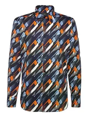 BILLIONAIRE Milano Cars Racing Patterned Shirt - Blue