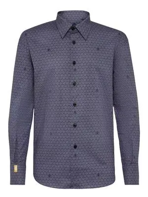 BILLIONAIRE Lion-print Button-up Shirt - Blue
