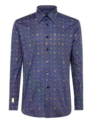 BILLIONAIRE Printed Slim-fit Shirt - Blue