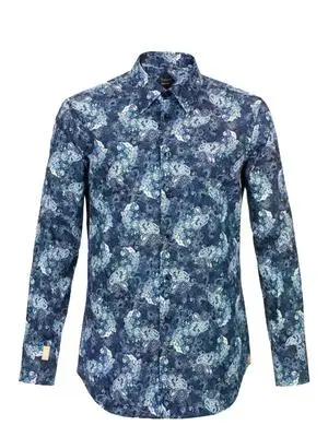 BILLIONAIRE Alberic Floral Button Shirt - Blue