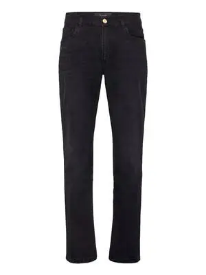 BILLIONAIRE Embroidered Stone-wash Jeans - Black