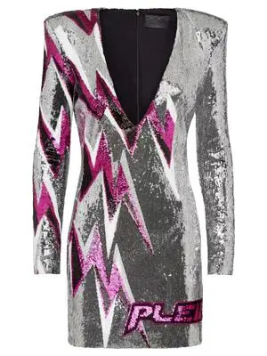 Philipp Plein Sequin Embellished Mini Dress - Silver