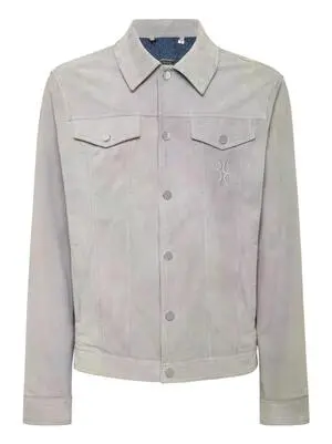 BILLIONAIRE Buttoned Leather Jacket - Grey