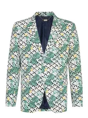 BILLIONAIRE Palm Geometric-pattern Blazer - Green