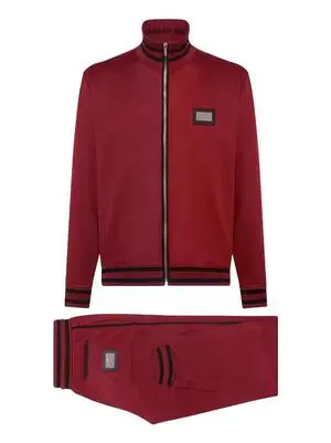BILLIONAIRE Ribbed Striped Tracksuit Set - Red