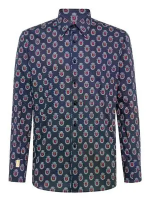 BILLIONAIRE Lion Rampant Print Shirt - Blue