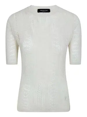 Fabiana Filippi Open-stitch Crew-neck T-shirt - Neutrals