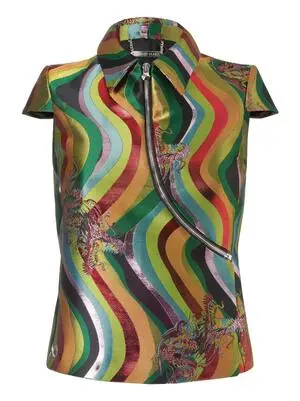 Philipp Plein Sailor Zipped Polo Top - Green
