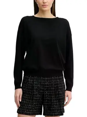 Sisley Round-neck Long-sleeve Sweater - Black