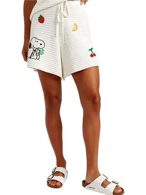 Chinti & Parker Cotton Crochet Snoopy Shorts - Cream