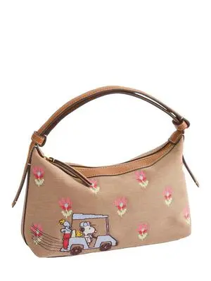VERA BRADLEY Peanuts Roxbury Crescent Shoulder Bag - Brown