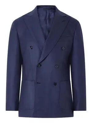 Brioni Double-breasted Wool Suit Jacket - Blue