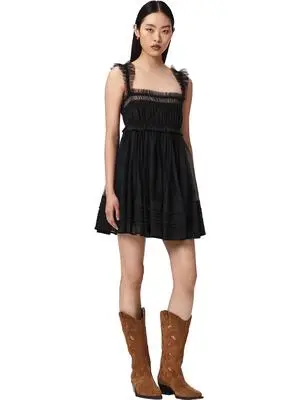 ALLSAINTS AllSaints Angela Gathered Frill Mini Dress