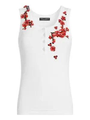Dolce & Gabbana Ribbed Tank Top - White