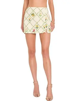 Amanda Uprichard Dale Printed Linen Blend Skort - Trellis Print