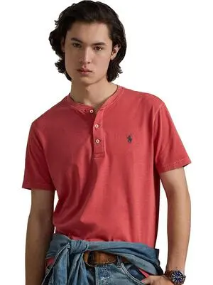 Ralph Lauren Slub Jersey Short-sleeve Henley Shirt - Spring Red