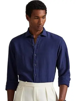 Ralph Lauren Classic Fit Slub Linen Shirt Newport Navy