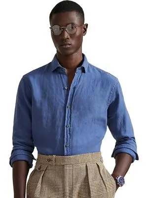 Ralph Lauren Classic Fit Slub Linen Shirt Night Navy