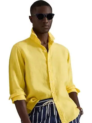 Ralph Lauren Classic Fit Slub Linen Shirt Sunfish Yellow