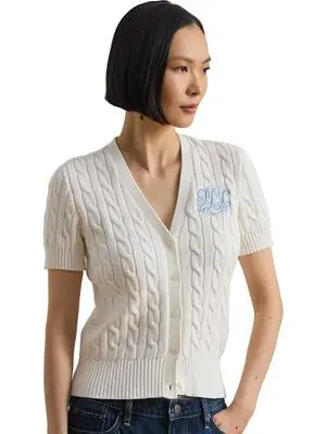 Ralph Lauren Cable-knit Cotton Short-sleeve Cardigan - White