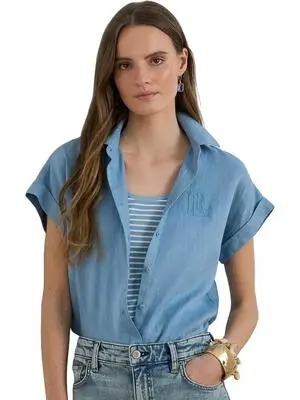 Ralph Lauren Ralph Lauren Relaxed Fit Linen Short-Sleeve Shirt Blue Note