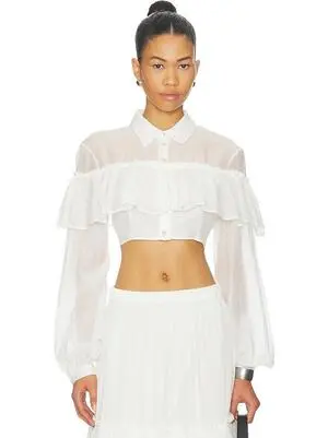 ANIYE BY Carmen Cropped Shirt With Ruffle Detail - Fairy Milk