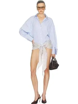 Attico Mini Shirt Dress With Tie Detail - Multicolor