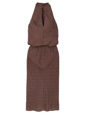Posse Phoebe Polka-dot Lyocell Halterneck Midi Dress - Brown