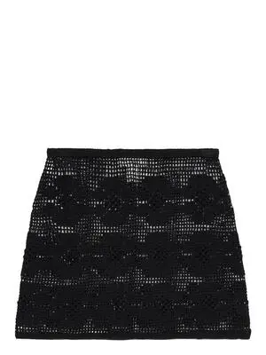 Calle Del Mar Daisy Chain Crocheted Mini Skirt - Black