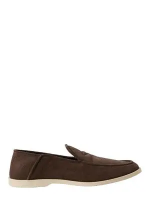 George Cleverley Mayfair Ii Collapsible-heel Suede Loafers - Brown