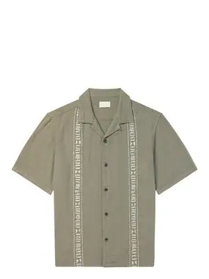 Aimé Leon Dore Embroidered Linen-blend Shirt - Green