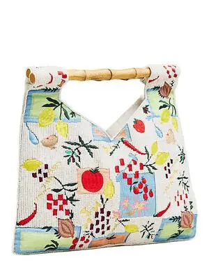 Maeve Beaded Bamboo Handbag - Garden Pattern