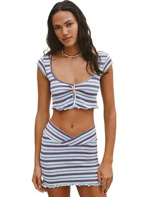 CELANDINE Seamless Mini Skirt - Blue Stripe