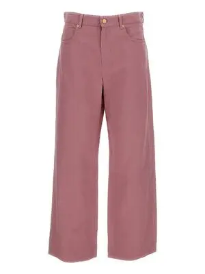 Max Mara Relaxed Fit Cotton-Linen Jeans Rosa