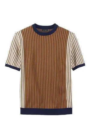 PAUL FREDRICK Striped Cotton Crewneck Sweater - Multi