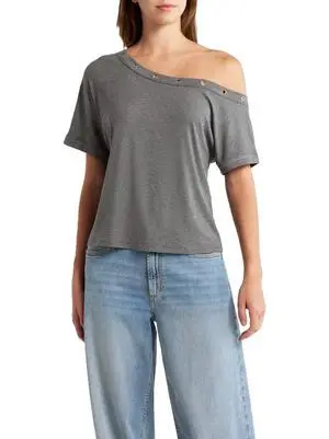 PACSUN Grommet One-shoulder Top - Gray