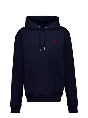 AMI Paris Ami De Coeur Cotton Hooded Sweatshirt Blue