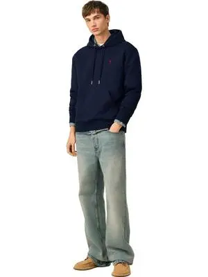 AMI Paris Ami De Coeur Cotton Hooded Sweatshirt Blue