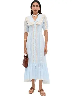 Rixo Edina Mira Embroidered Blouse - Blue